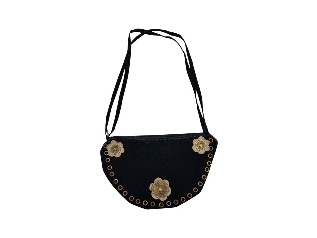 Vintage Y2K Black Faux Suede Shoulder Bag – Boho Indie Crossbody Purse ...