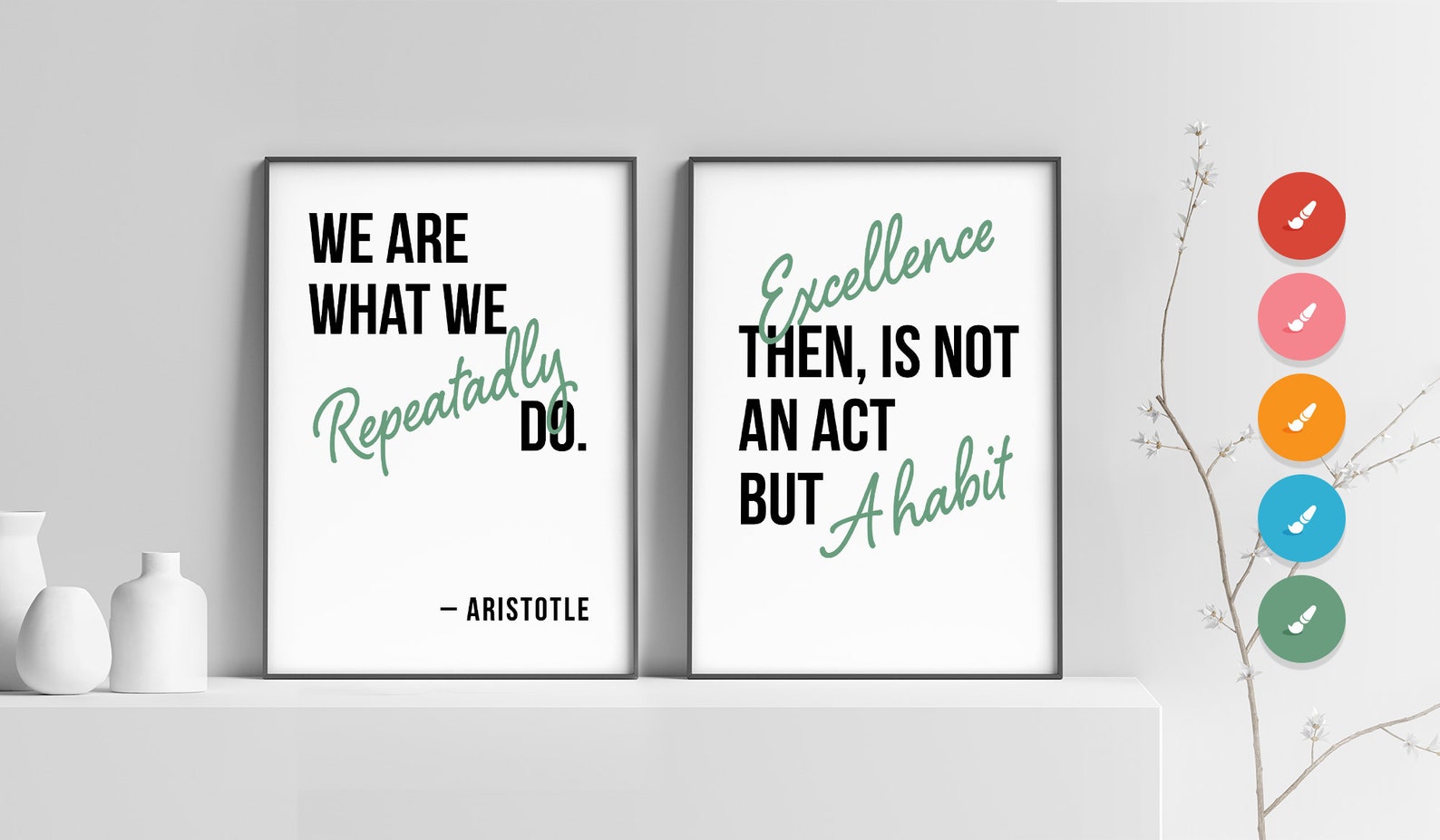 Aristotle Printable Wall Art. Set of 2 Prints Excellence, Habit Quote ...