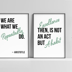 Aristotle Printable Wall Art. Set of 2 Prints Excellence, Habit Quote ...
