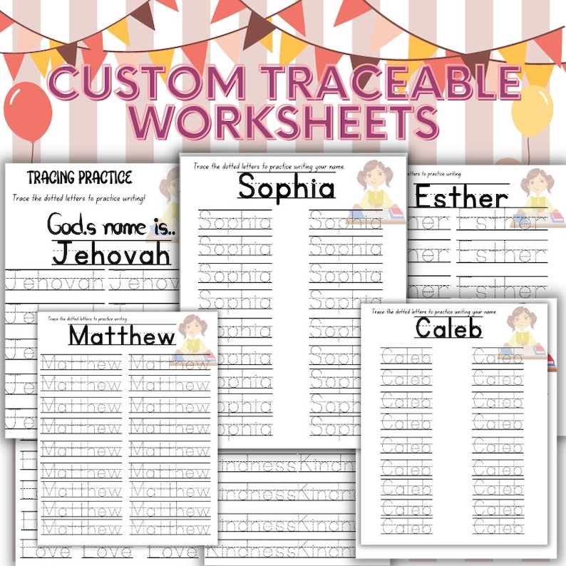 Trace Your Child's Name Custom Worksheet Printable - Etsy