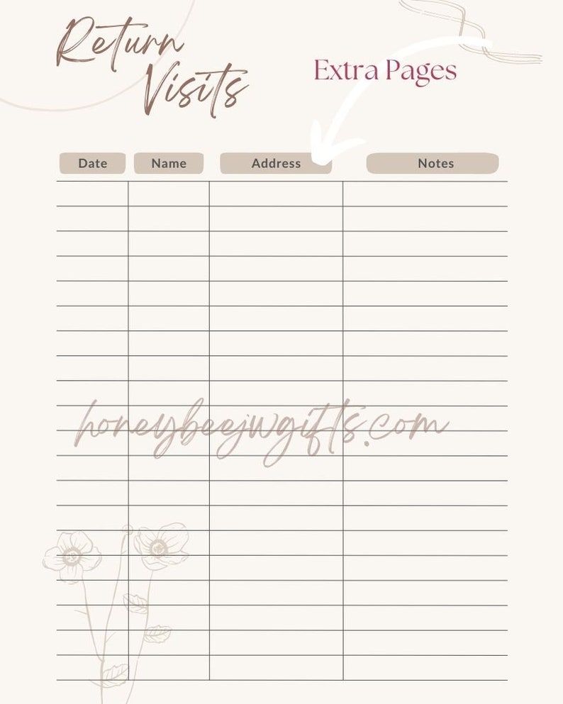 Jw Digital Return Visit Log With Extra Pages/2023 Calendar Included ...