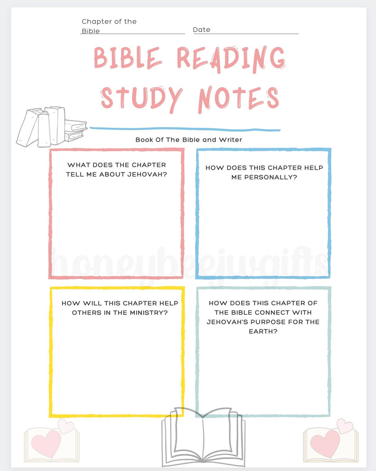JW Homeschool Bible Reading Study Notes Worksheets in English and ...