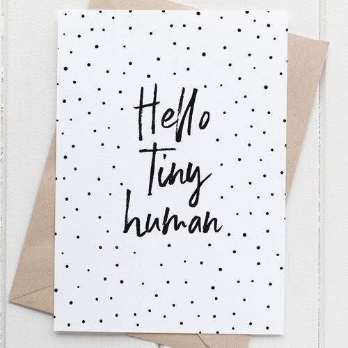 Hello Tiny Human Greetings Card New Baby Card Baby Clothes - Etsy