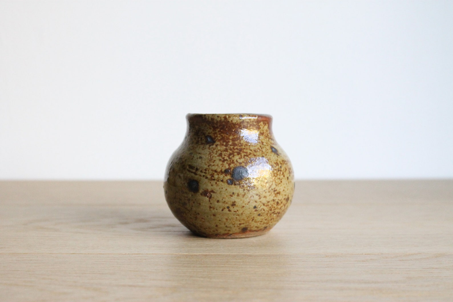 Small Vintage Mcm Ball Vase Wheel Thrown Pyrite Stoneware - Etsy