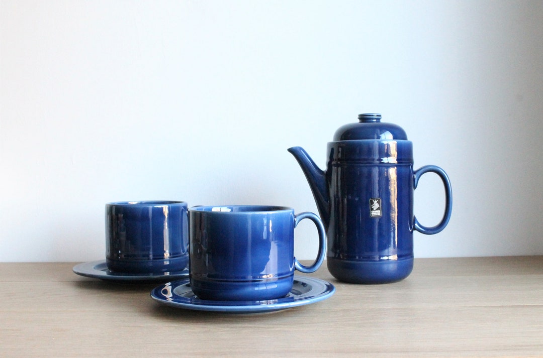 Vintage Ambrogio Pozzi Coffee Pot Set: Franco Pozzi Blue Ceramic Teapot ...
