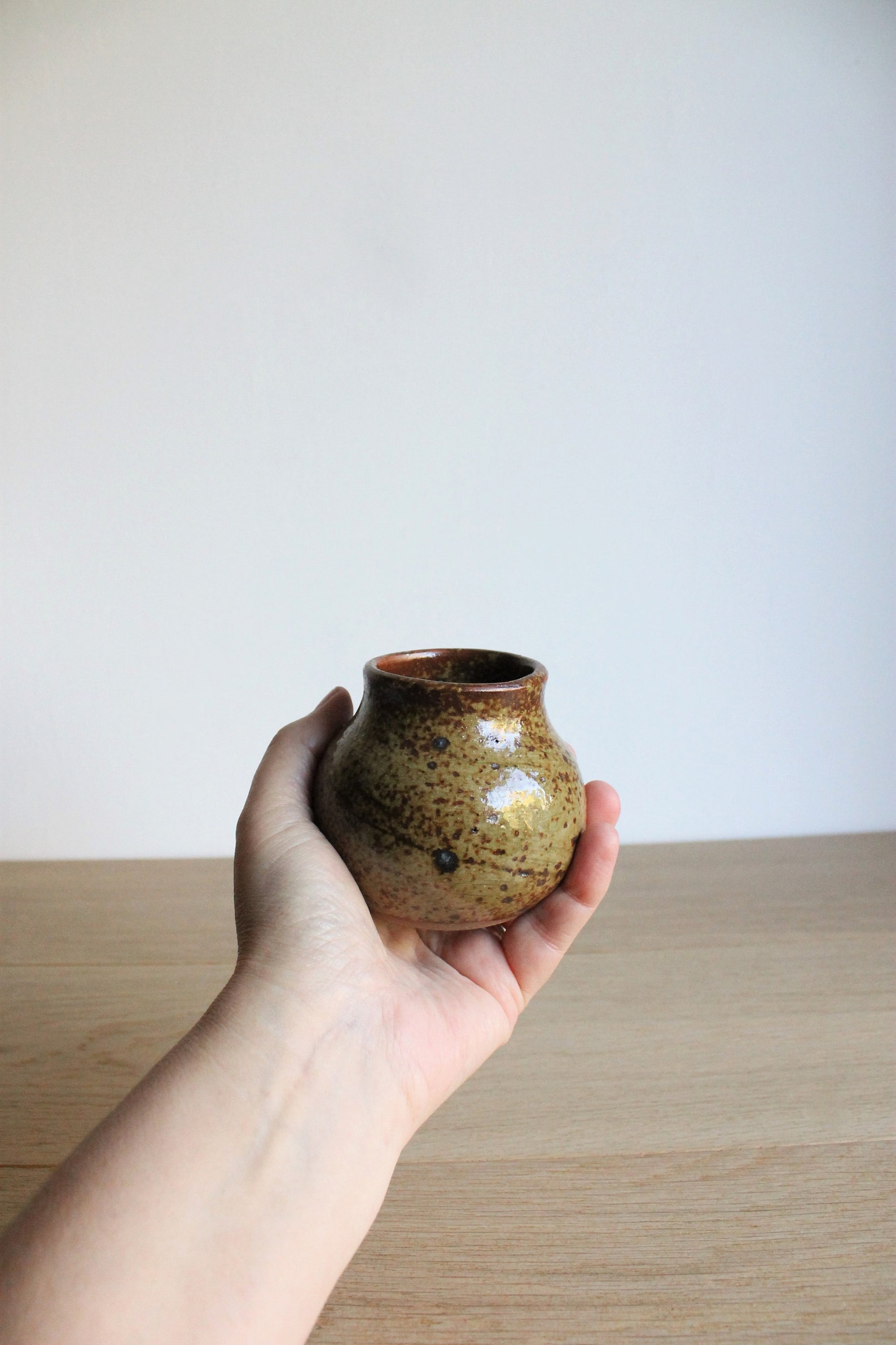 Small Vintage Mcm Ball Vase Wheel Thrown Pyrite Stoneware - Etsy