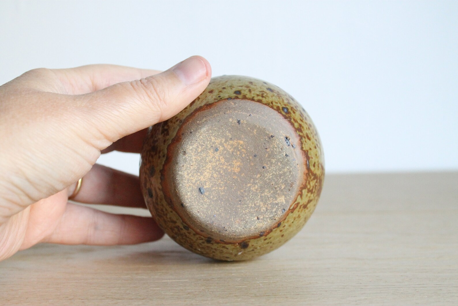 Small Vintage Mcm Ball Vase Wheel Thrown Pyrite Stoneware - Etsy