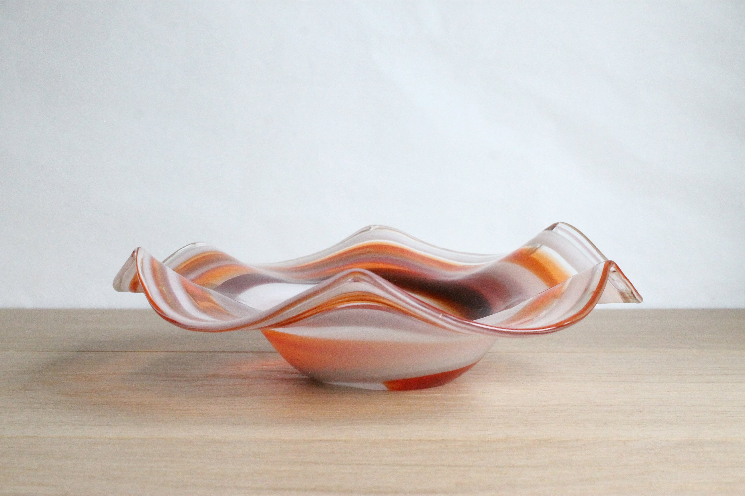 Vintage Orange and White Swirl Glass Decorative Bowl or | Etsy