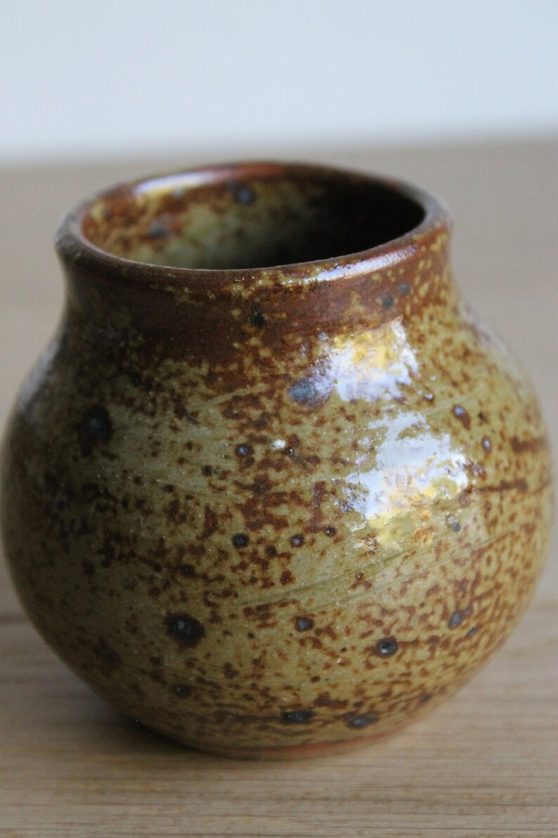 Small Vintage Mcm Ball Vase Wheel Thrown Pyrite Stoneware - Etsy