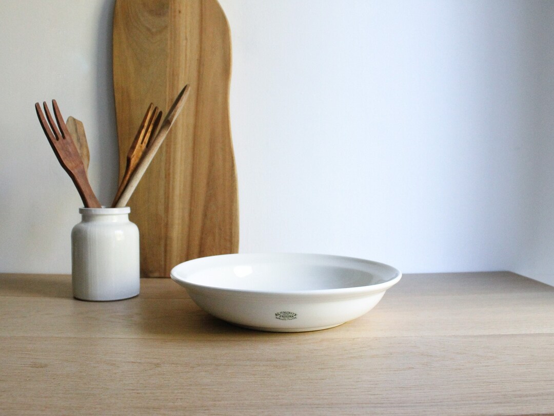 Large French Antique Frugier Aluminite Porcelain Bowl, White Limoges ...