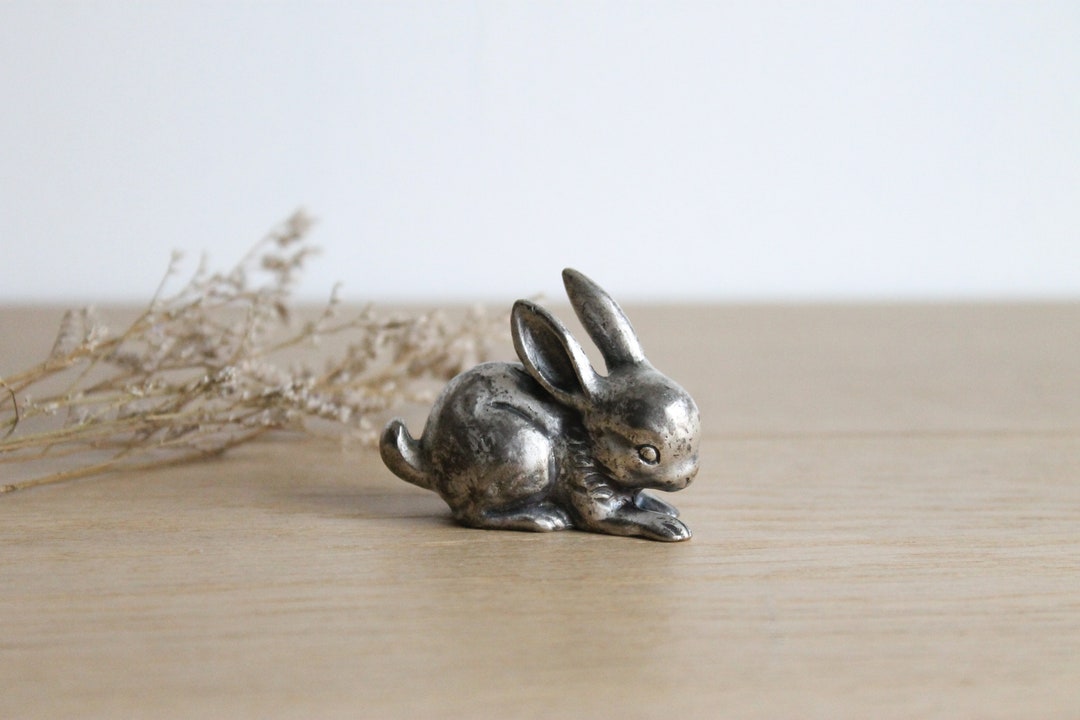 Small Vintage Rabbit Pewter Figurine, Peltro Italy - Etsy