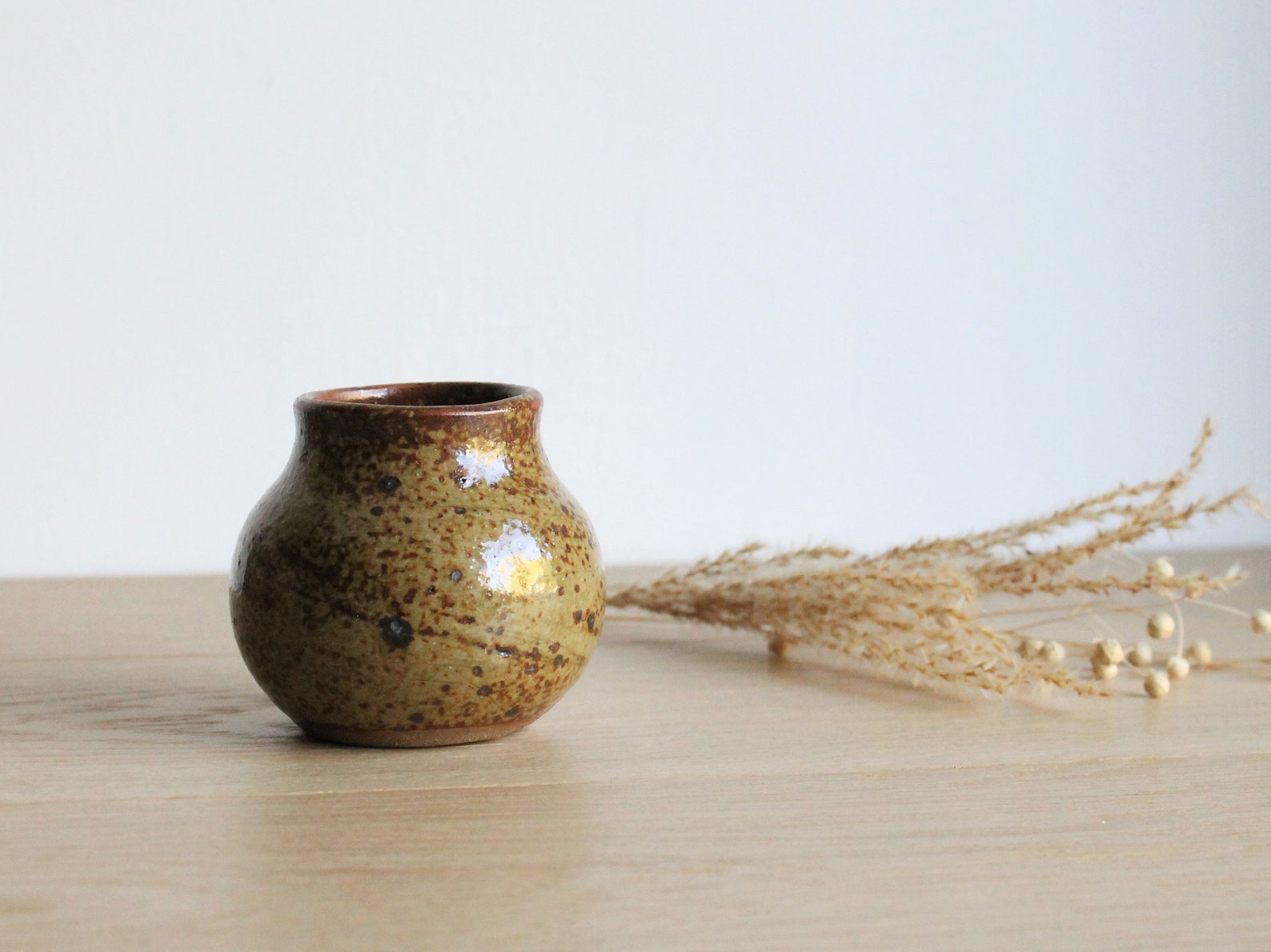 Small Vintage Mcm Ball Vase Wheel Thrown Pyrite Stoneware - Etsy