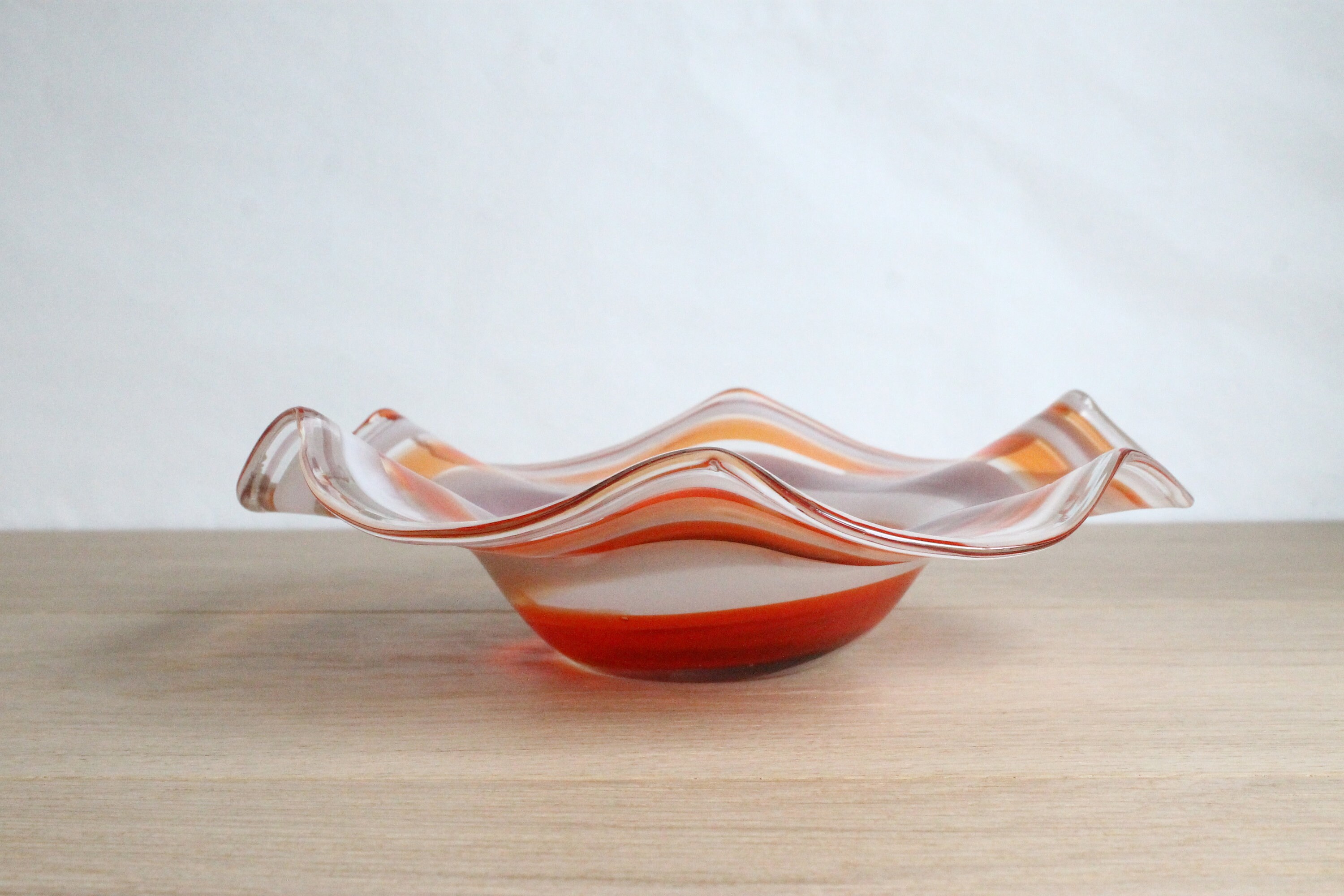 Vintage Orange and White Swirl Glass Decorative Bowl or - Etsy UK