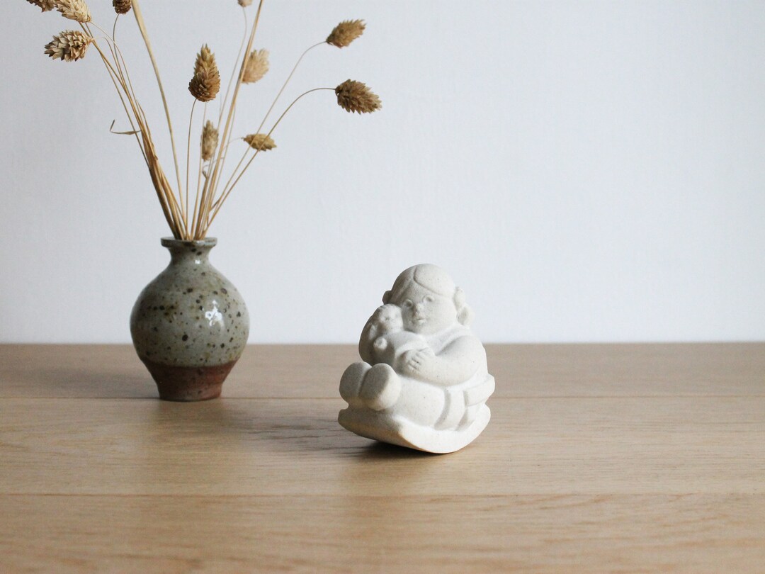 Vintage Marbell Stone Art Belgium, Figurine of a Child on a Rocking ...