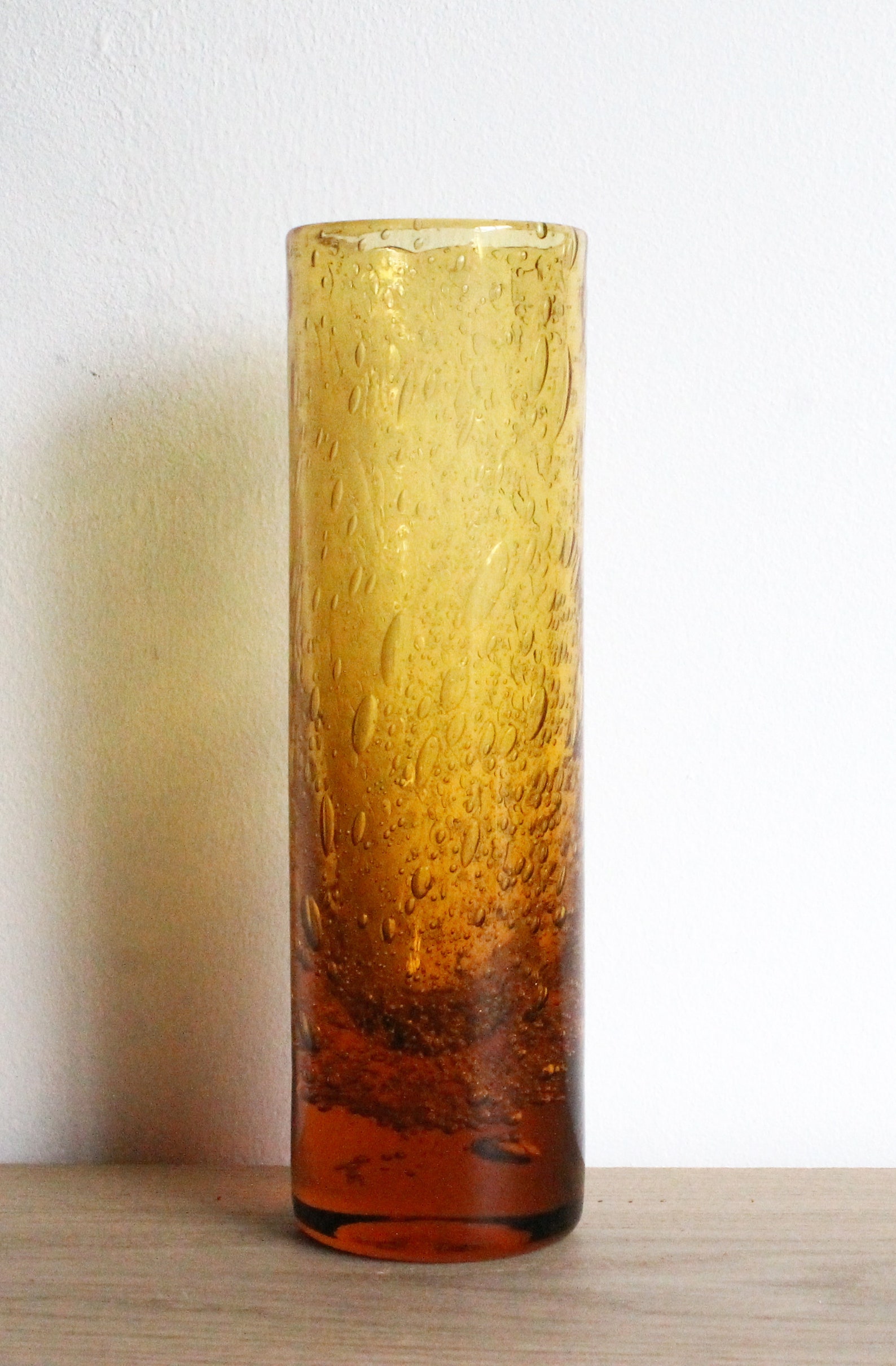 Vintage 70s Amber Blown Bubble Glass Cylinder Flower Vase From - Etsy