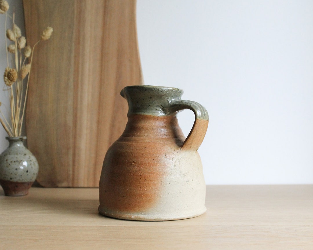 Vintage Handmade Pottery Pitcher, Rustic Modern Minimalist Decor, Holds ...