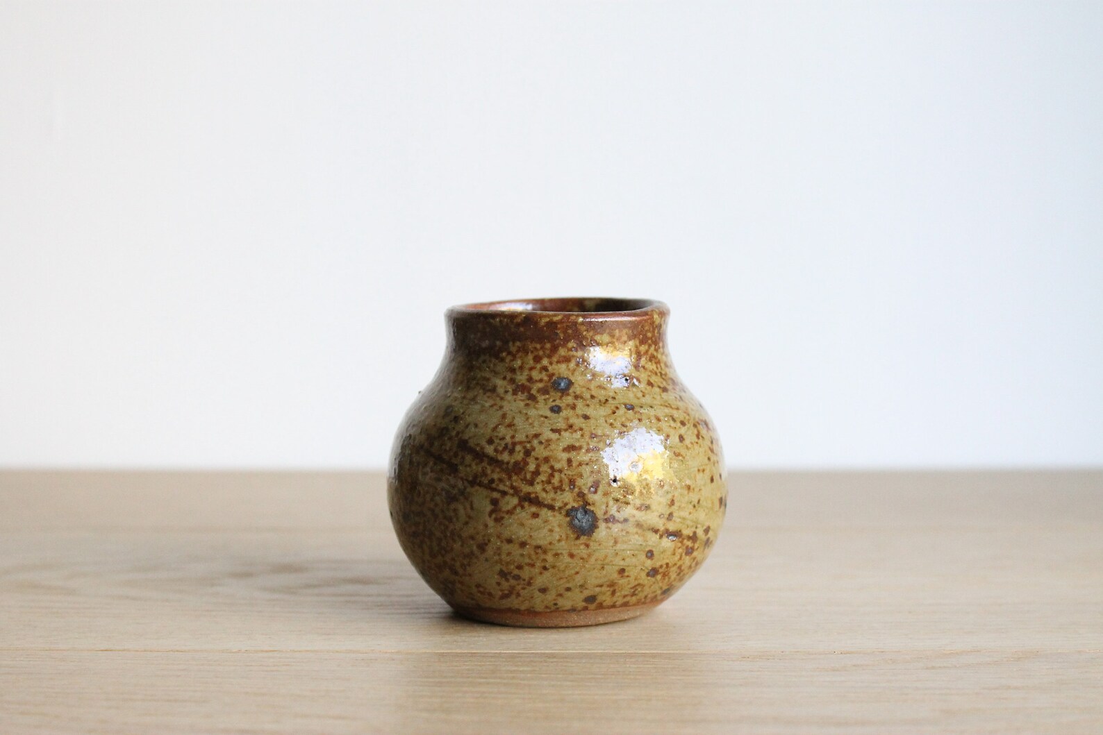 Small Vintage Mcm Ball Vase Wheel Thrown Pyrite Stoneware - Etsy
