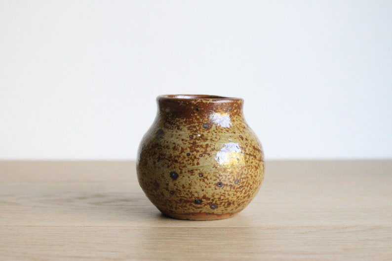 Small Vintage Mcm Ball Vase Wheel Thrown Pyrite Stoneware - Etsy