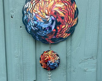 Stain Glass Daisy Wind Spinner. Garden Ornaments - Etsy UK