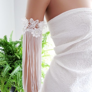Fringed Boho Wedding Floral Arm Band Jewelry, Handmade Armlet Lace ...