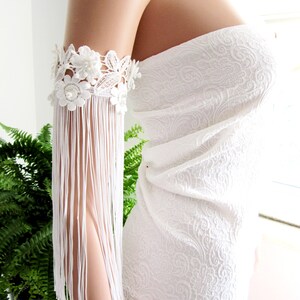 Fringed Boho Wedding Floral Arm Band Jewelry, Handmade Armlet Lace ...