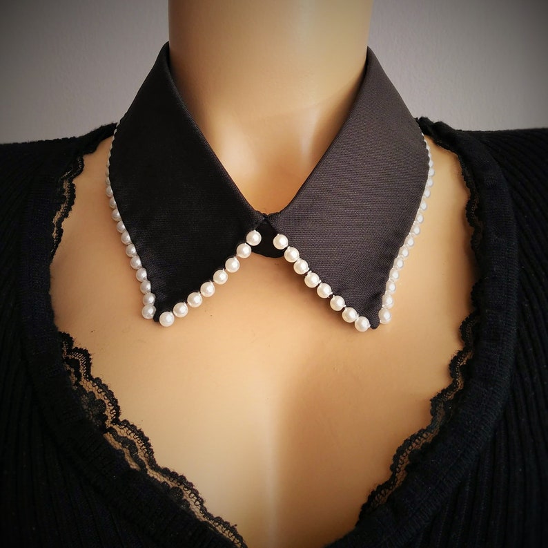 Black Pearl Beaded Detachable Collar: Woman's Neck Accessory, Stylish ...