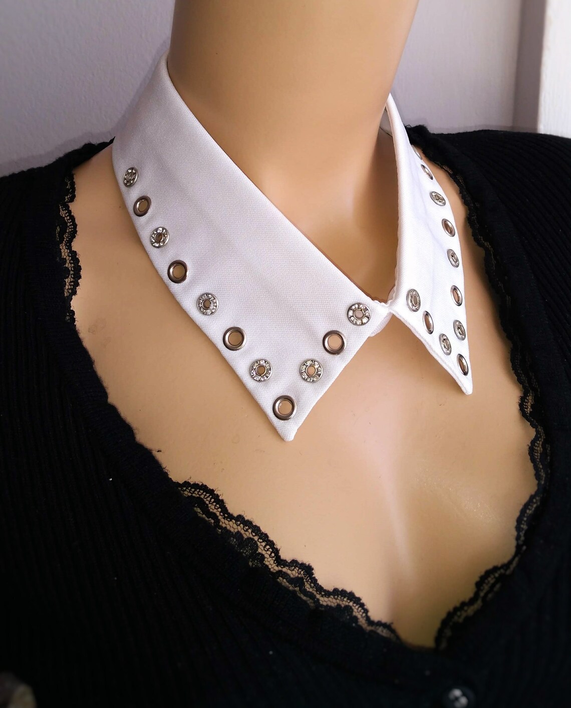 Off White Eyelets Detachable Handmade Collars Woman Fashion - Etsy