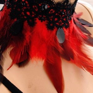 Flame Red Lace Handmade Chokers, Beaded Lace Chokers, Handmade Jewelry ...