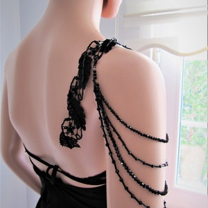 Black Wedding Dress Arm Necklace, Wedding Dress Accessory, Beaded Arm Jewelry, Upper Arm ...