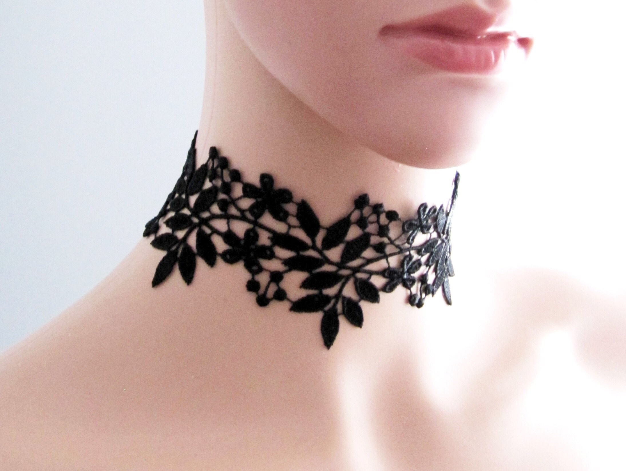 Floral Black Lace Choker Delicate Lace Jewelry Handmade - Etsy