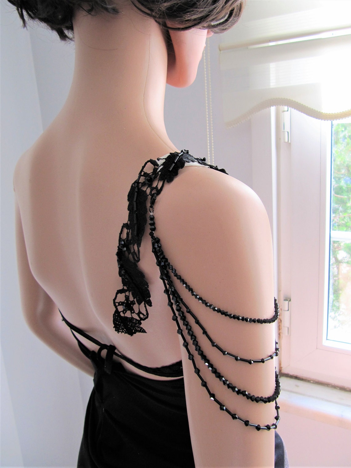 Black Wedding Dress Arm Necklace Wedding Dress Accessory | Etsy