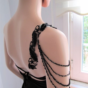 Black Wedding Dress Arm Necklace, Wedding Dress Accessory, Beaded Arm Jewelry, Upper Arm ...