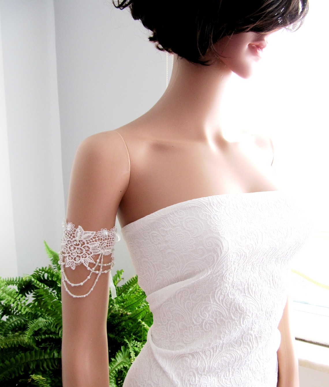 Bridal Arm Band Boho Wedding off White Floral Lace Arm Cuff - Etsy