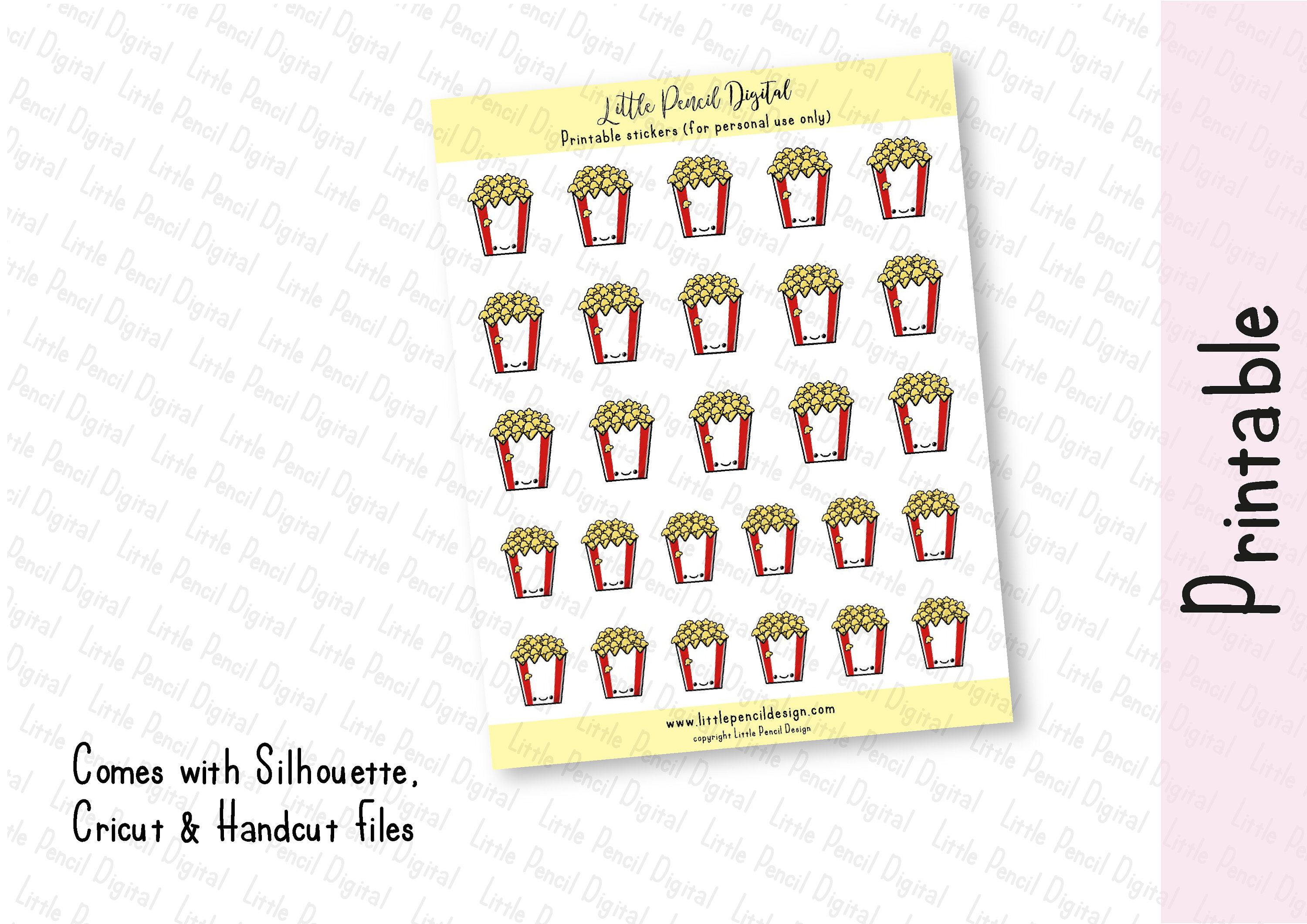 Popcorn Stickers | Movie Night Stickers | Printable Shopping Stickers ...