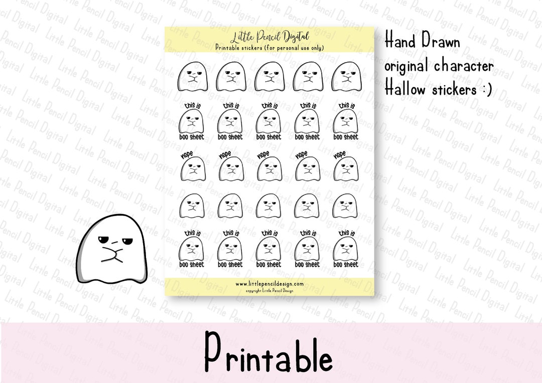 Hallow Grumpy Ghost Planner Stickers | Printable Character Stickers ...