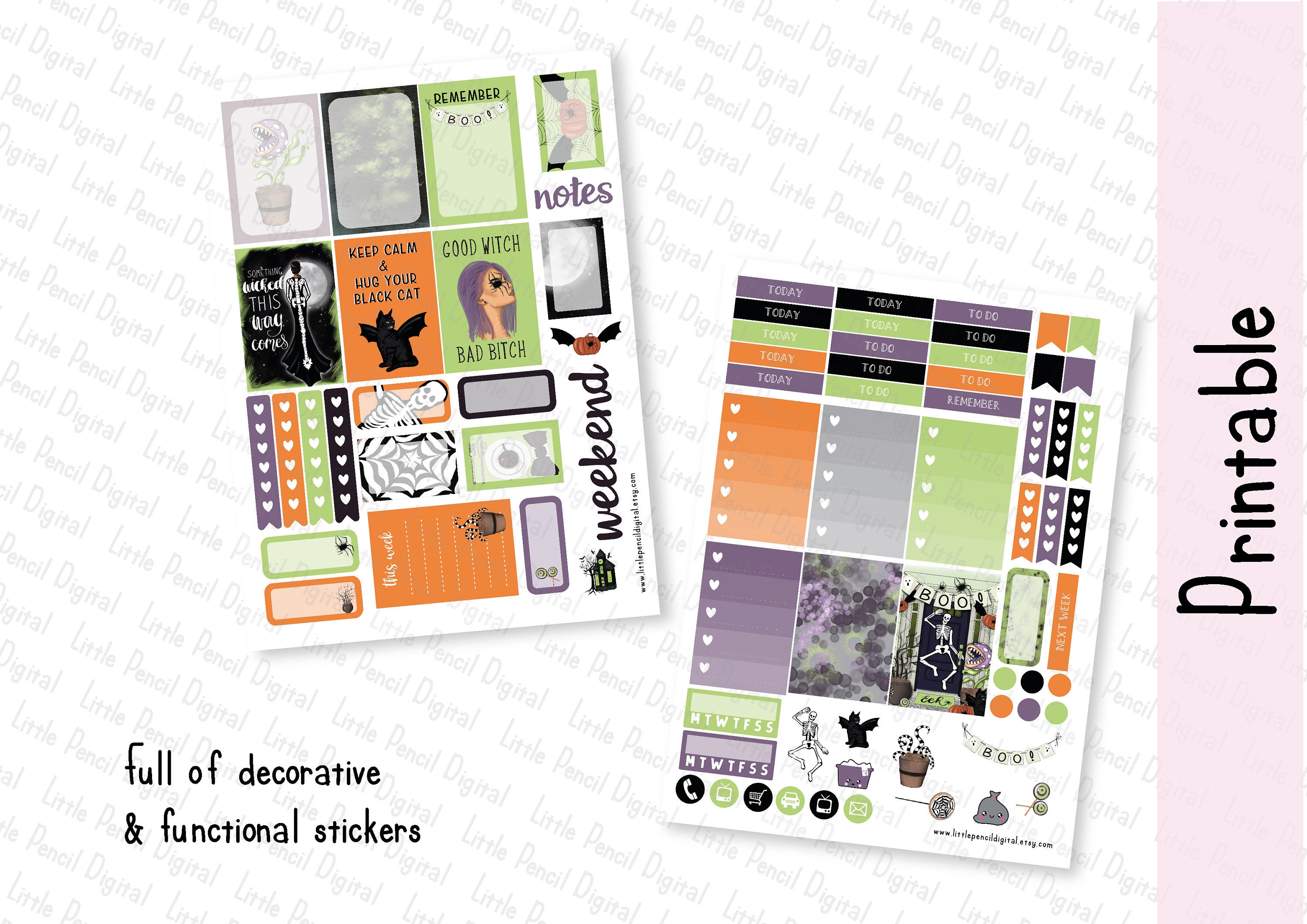Gothic Witch Weekly Planner Kit | Printable Kit | Printable Planner ...