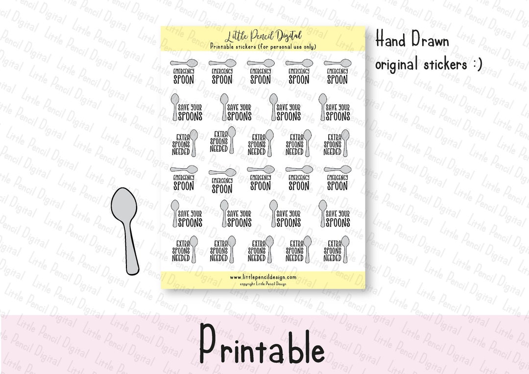 Extra Spoon Stickers | Spoonie Stickers | Printable Reminder Stickers ...