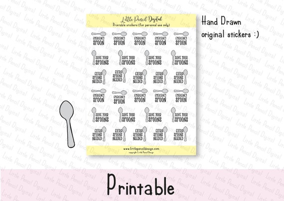 Extra Spoon Stickers Spoonie Stickers Printable Reminder | Etsy