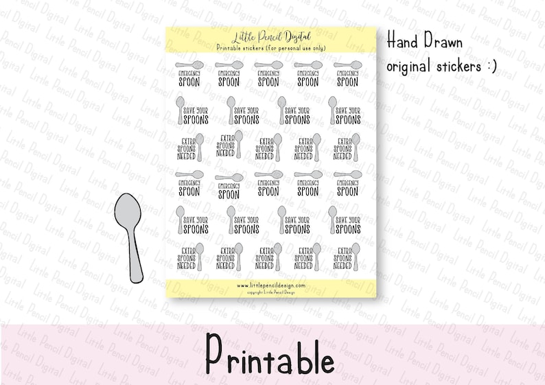 Extra Spoon Stickers Spoonie Stickers Printable Reminder | Etsy