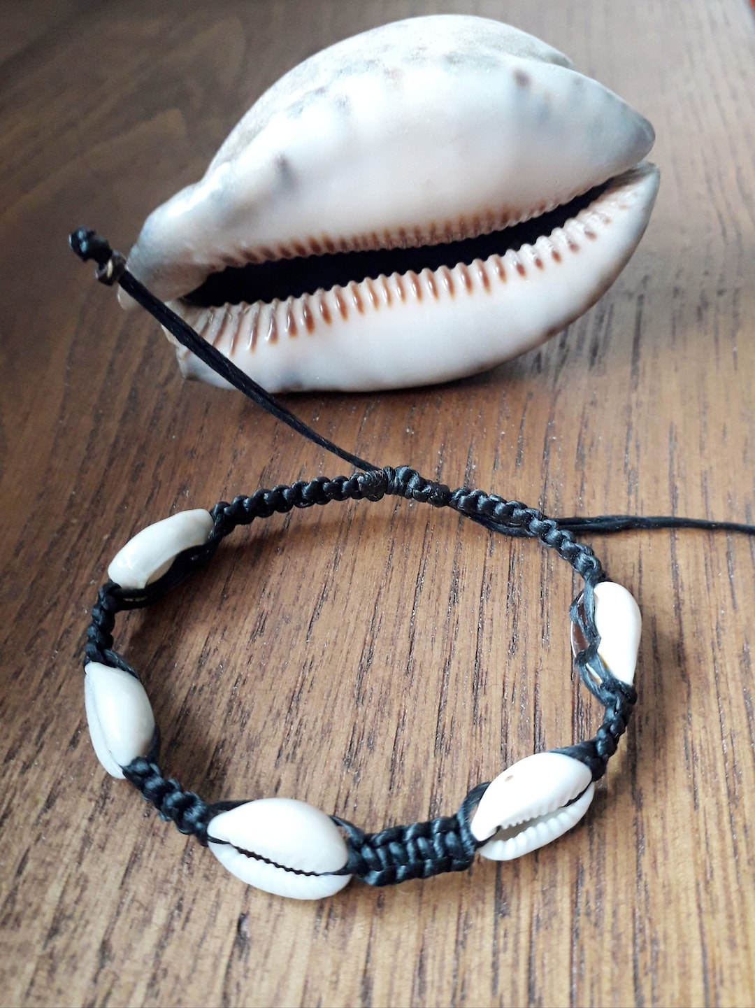 African Shell Macrame Bracelet, African Cowrie Shell, Vintage, Gift for ...