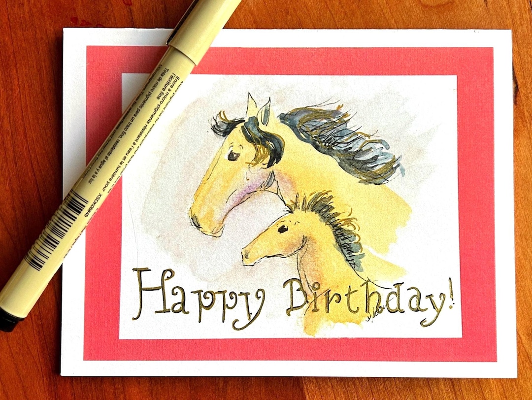 Mare and Foal Birthday Card: Watercolor Print of Original Horse Art ...