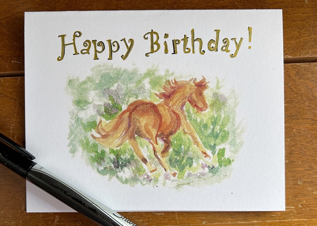 Handmade Horse Birthday Card , Original Design Horse Greeting, Hand ...
