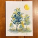 Gold and Green Tree Greeting Card, Vermont Landscape Stationery ...
