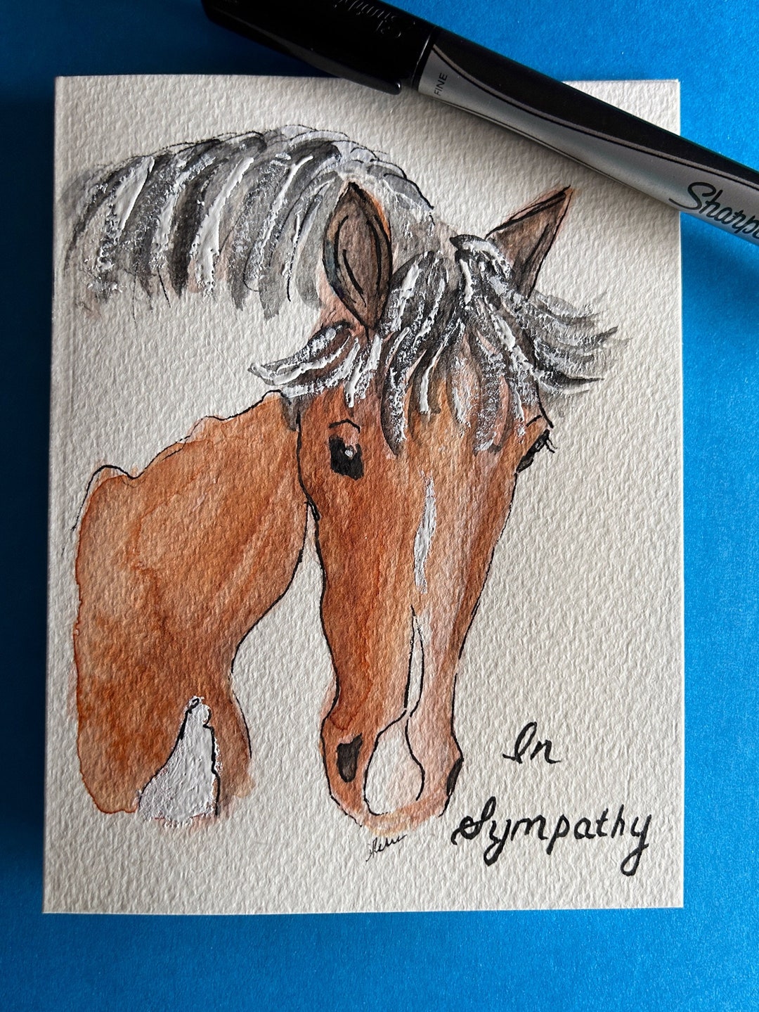 Custom Horse Loss Card, Commission Equine Bereavement, Horse Loss ...