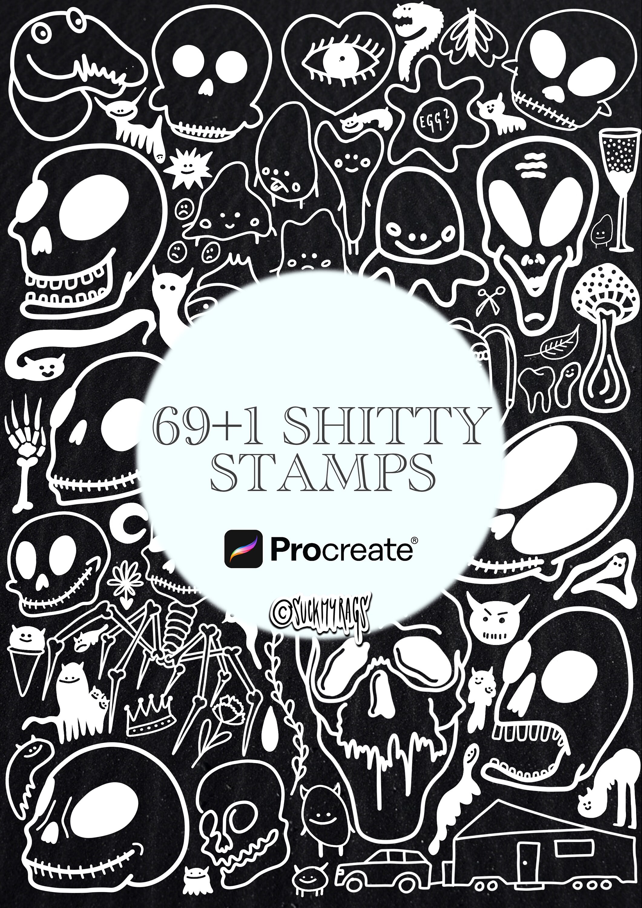 70 Tattoo Shitty Stamps for Procreate Brushes, Ignorant Style - Etsy