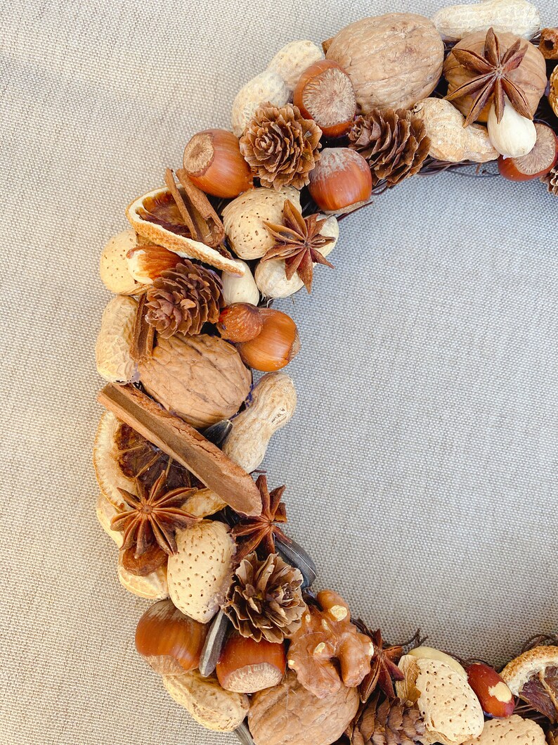 Rustic Farmhouse Wreath Home Decor, Nut Wreath, Natural Wreath, Wreath ...