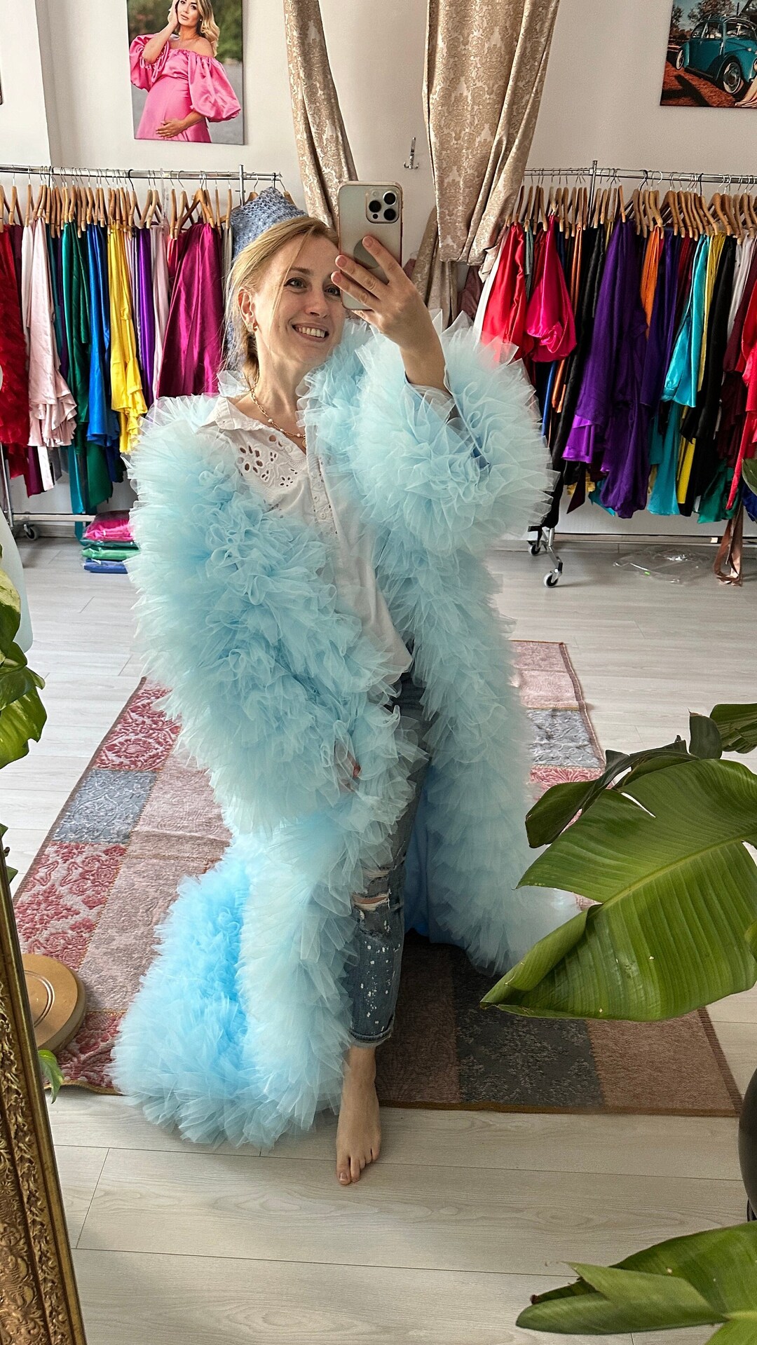 Andrea Ruffles Tulle Coat in Ice Blue Color (MY 171) // Fast Free ...