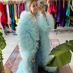 Andrea Ruffles Tulle Coat in Ice Blue Color (MY 171) // Fast Free ...