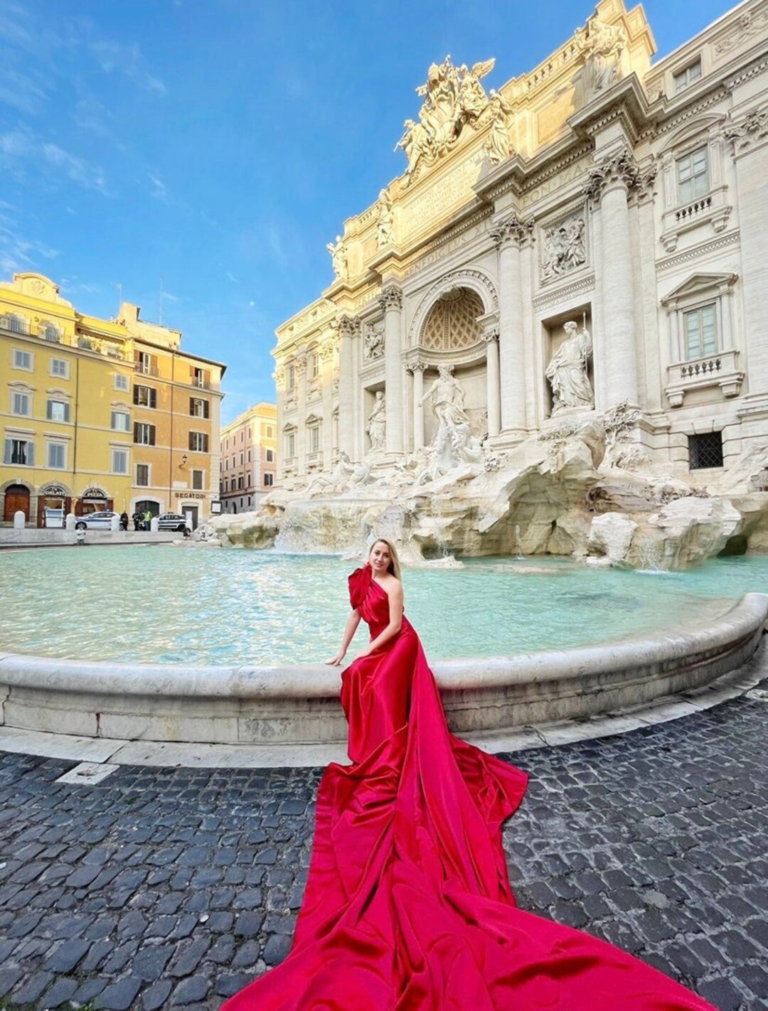 Bianca Dress in Red Color // One Shoulder Satin Flowy Dress With Flying ...