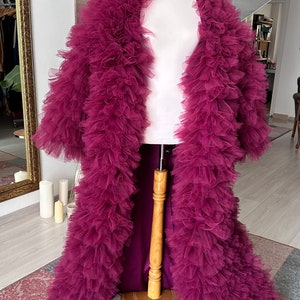 Andrea Coat // Custom Color, One Size Tulle Cape, Ruffles Tulle Coat ...